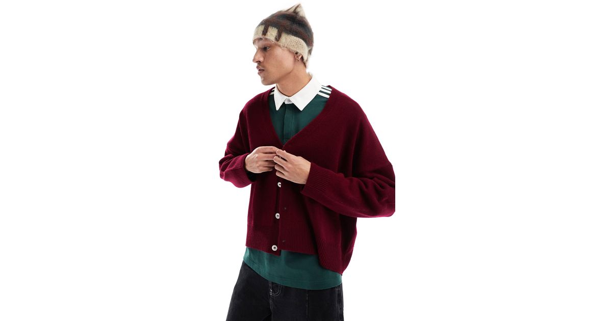 ASOS Knit Extreme Oversized Boxy Cardigan in Red for Men | Lyst