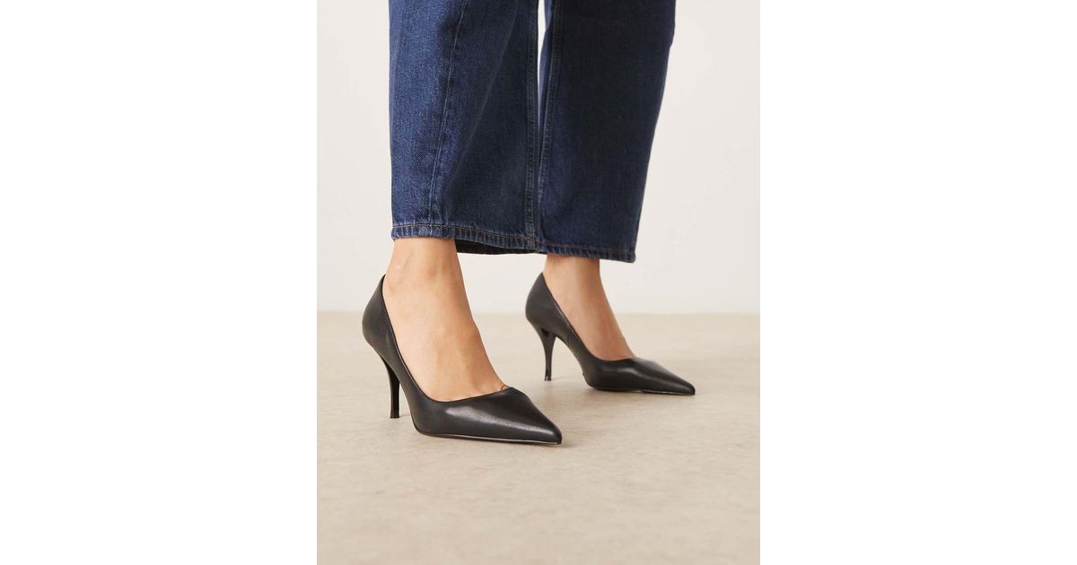 Mango Leather Pointed Heels in Blue | Lyst UK