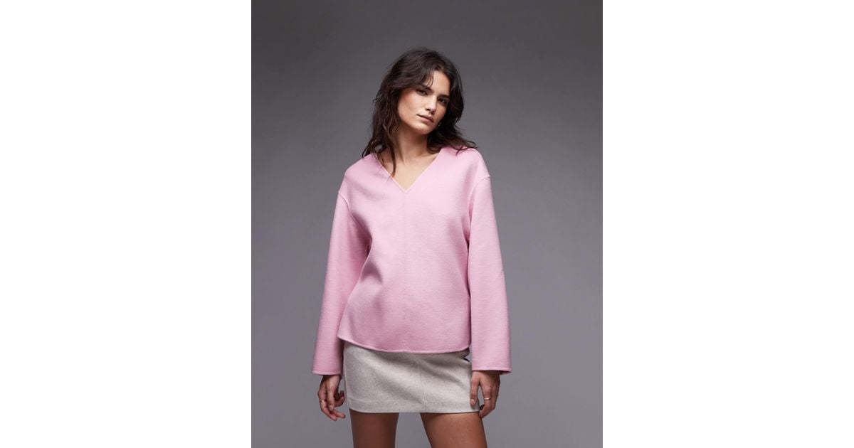 ARKET Light Double Wool Cocoon Top With Long Sleeves in Pink | Lyst