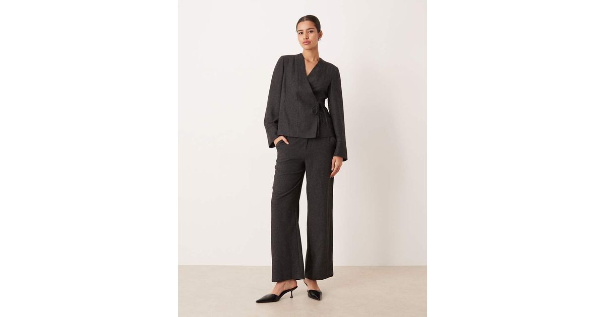 Aware Clean Tailored Wide Leg Trouser Co-ord in Black | Lyst UK