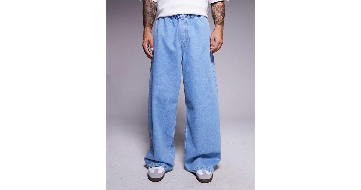 ASOS Super baggy Jean With Elasticated Waistband & Internal Drawcord in ...