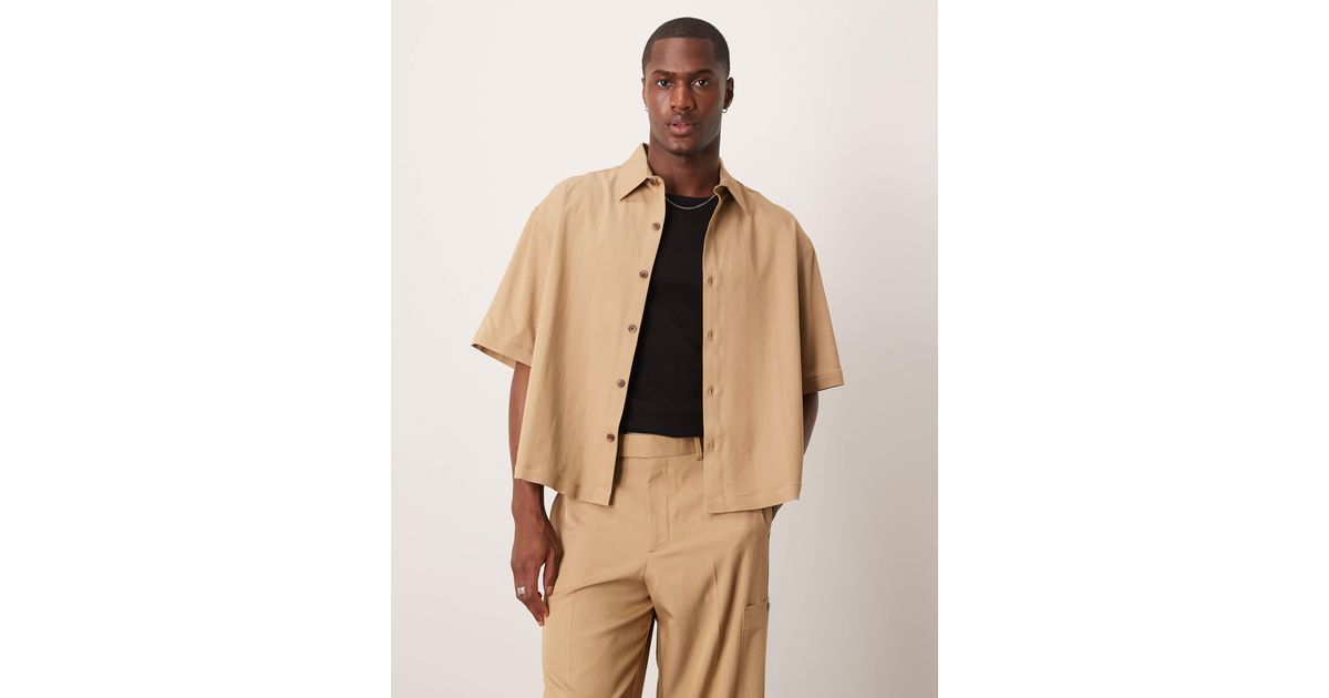 ASOS Co-ord Oversized Boxy Crop Shirt in Natural for Men | Lyst
