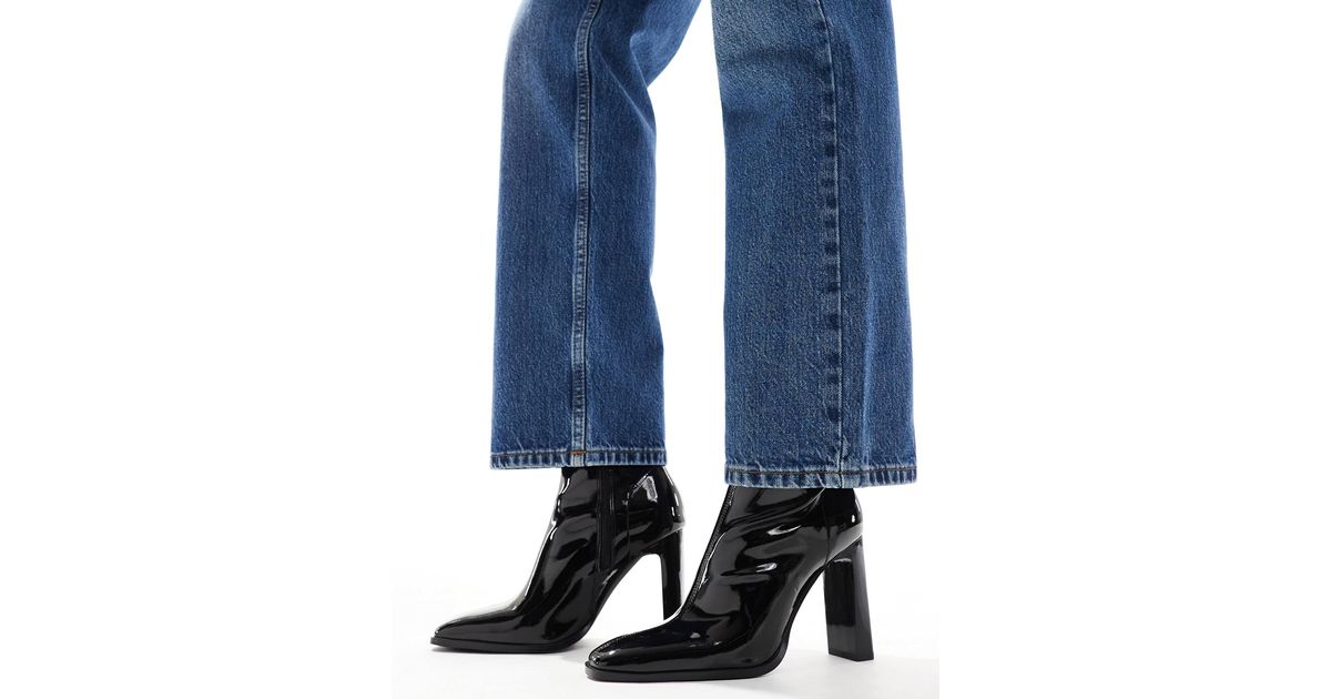 ASOS Eloise High Block Heeled Boots in Blue | Lyst
