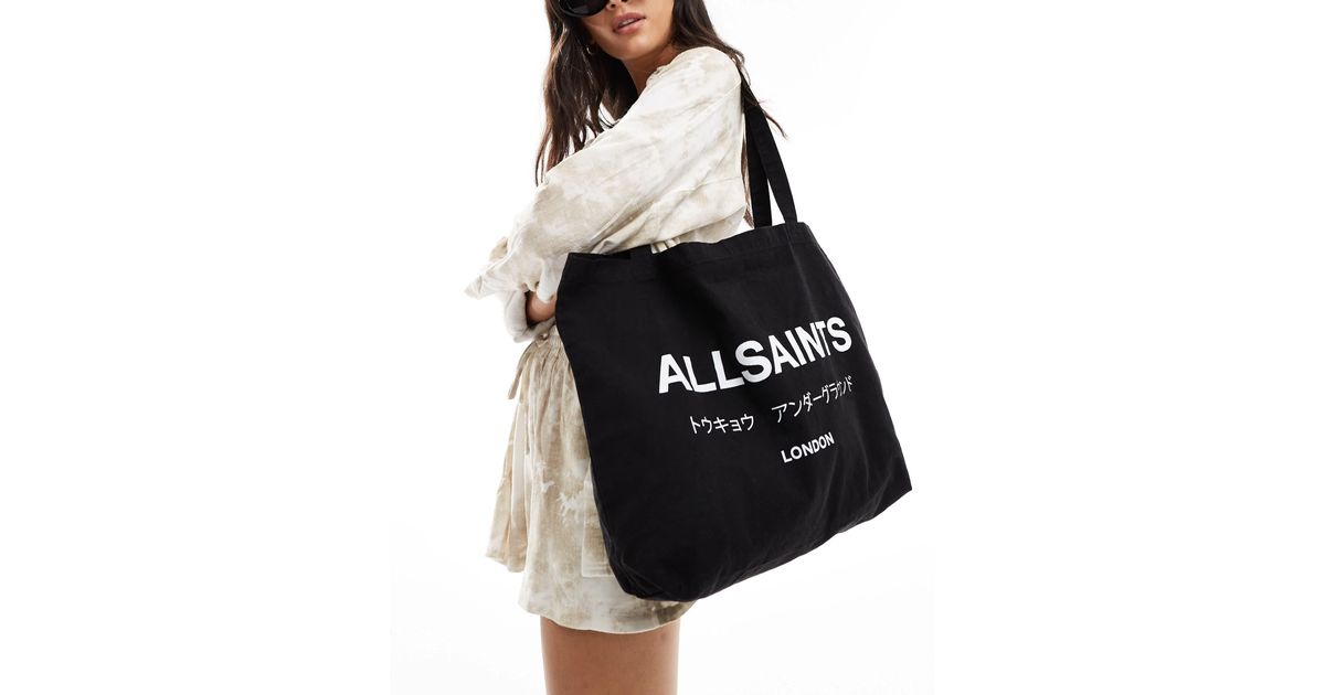 AllSaints Underground Unisex Acid Tote Bag in Black | Lyst