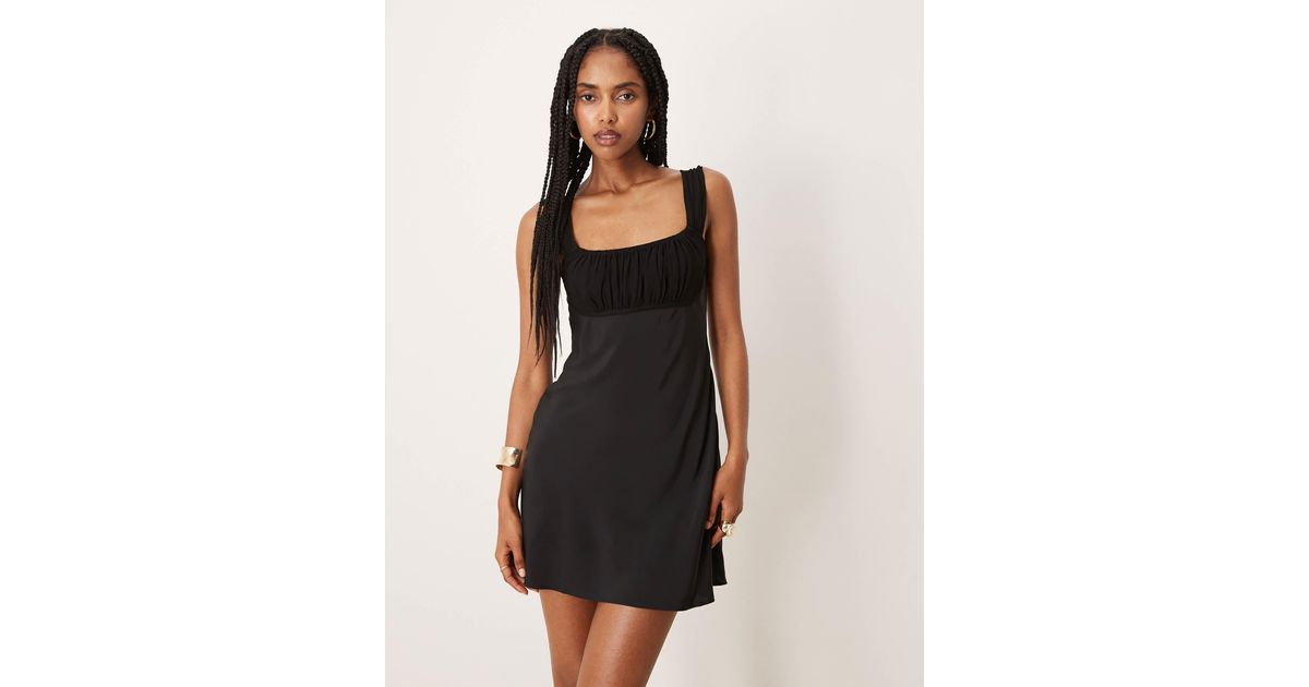 Mango Cap Sleeve Satin Mini Dress in Black | Lyst