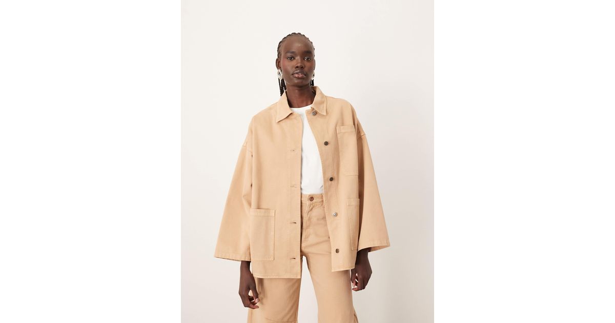 ARRANGE Oversized Mansy Denim Shacket in Natural | Lyst