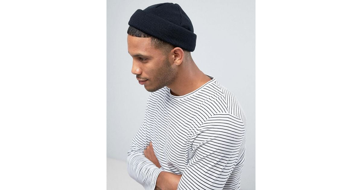 ASOS Mini Fisherman Beanie in Black for Men | Lyst