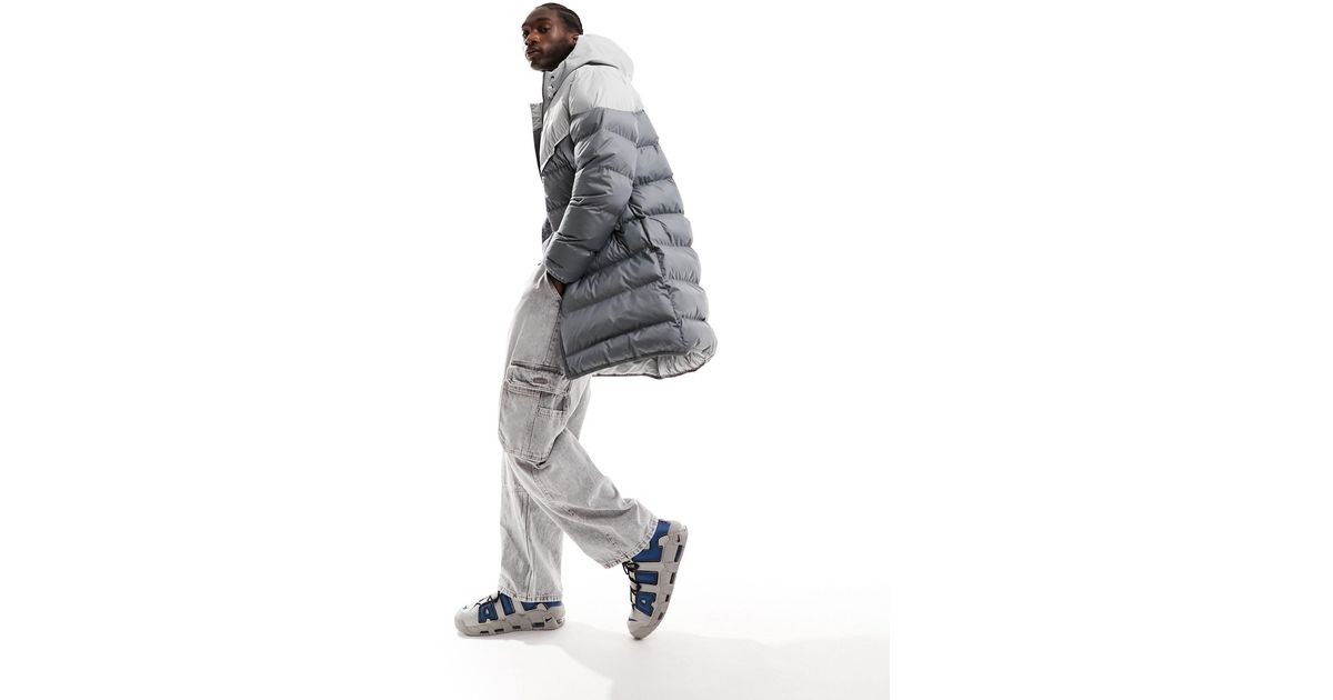 Nike Club Long Length Puffer Coat in Grey for Men | Lyst UK