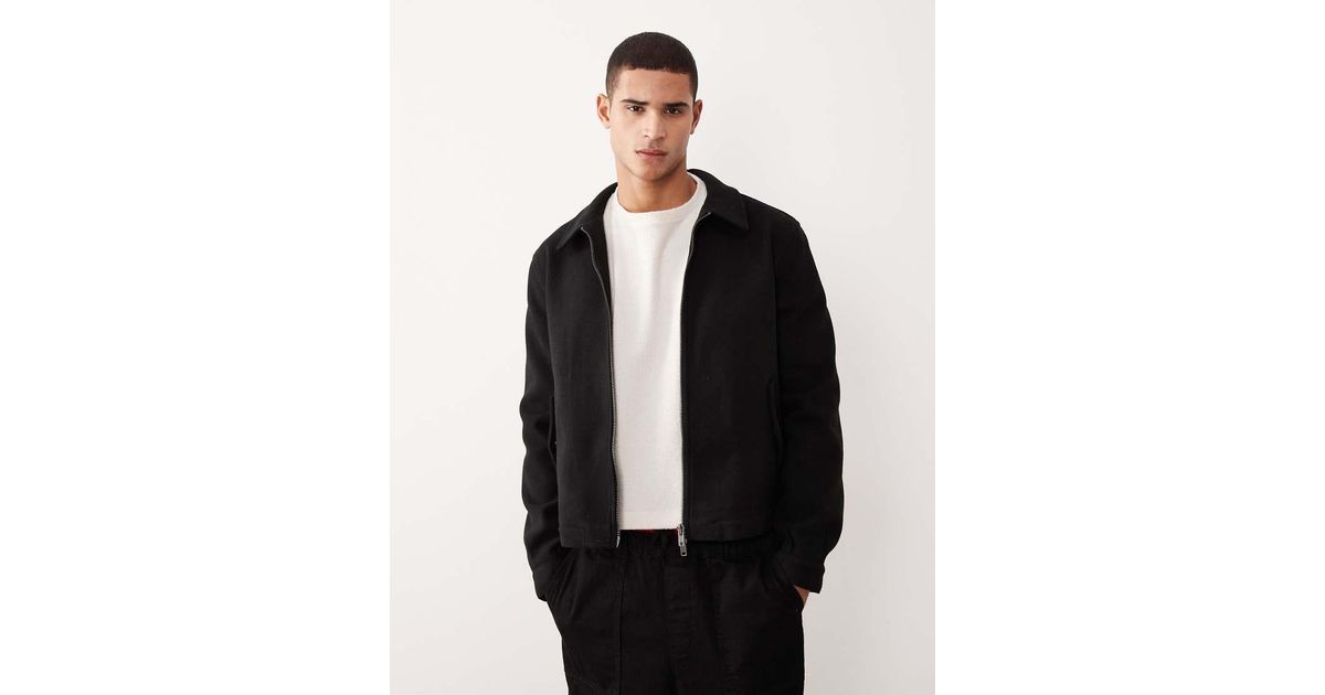 ASOS Wool Look Harrington Jacket in Blue for Men | Lyst UK