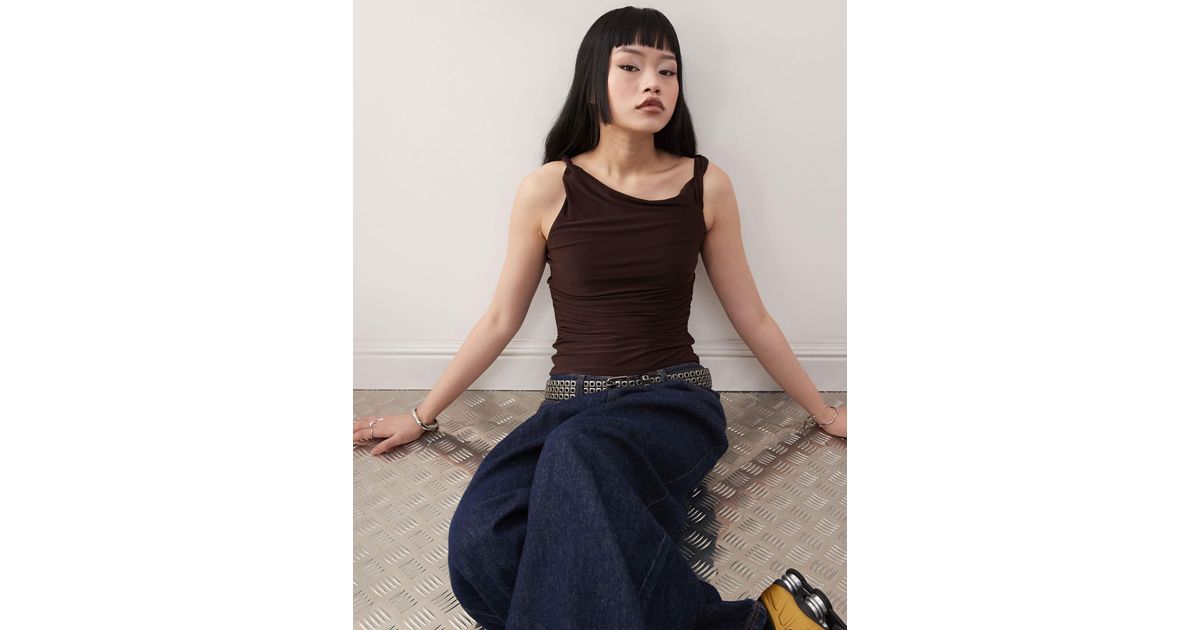 Collusion Twist Detail Off Shoulder Top in Blue | Lyst