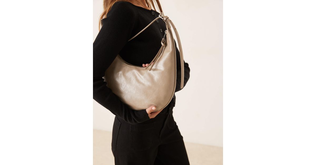 Mango Half Moon Shoulder Bag in Black | Lyst