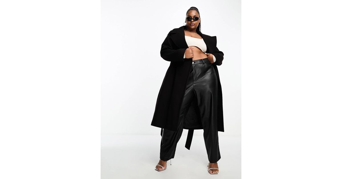 Ever New Curve Formal Wrap Coat With Tie Belt in Black | Lyst