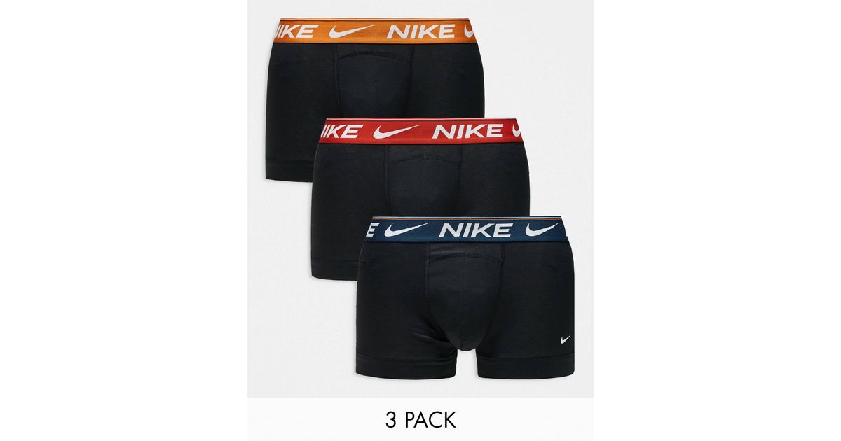 Nike Dri-Fit Ultra Comfort 3 Pack Trunk With Coloured Waistband in ...