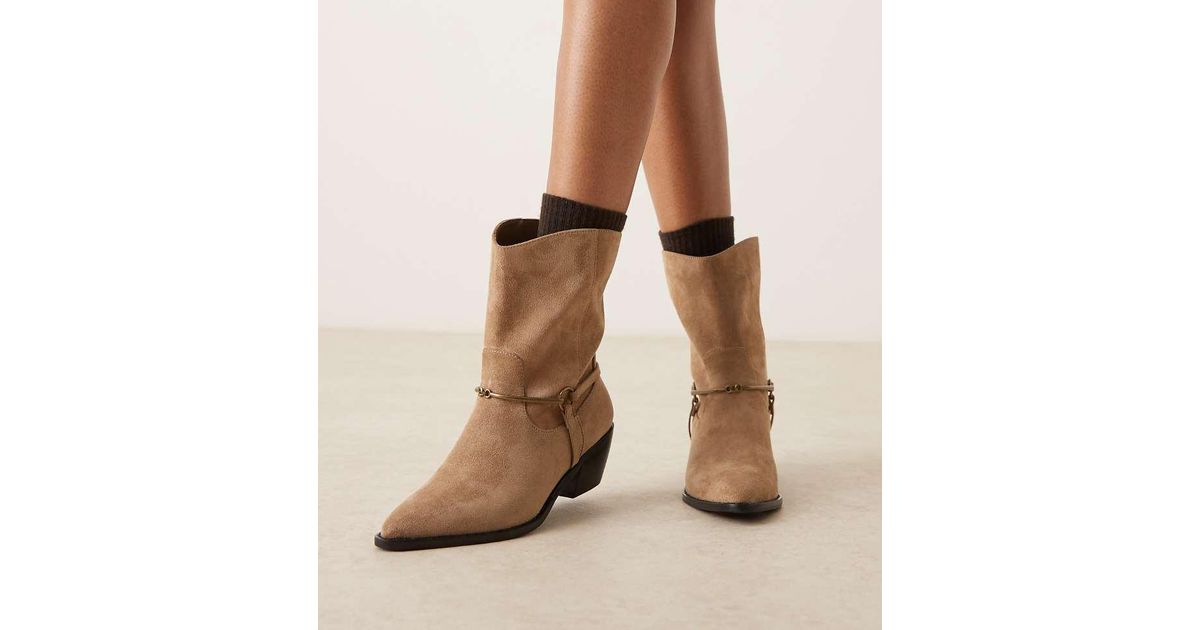 Glamorous Western Low Ankle Boots in Natural | Lyst UK