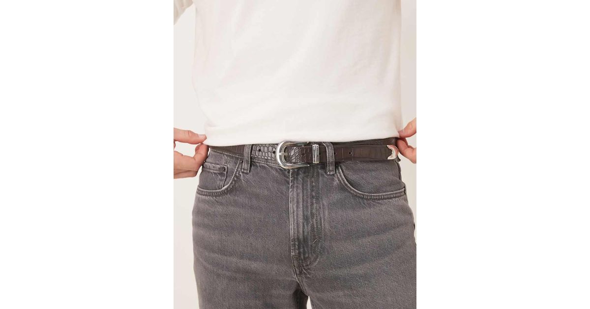 ASOS Slim Belt in Grey for Men | Lyst UK