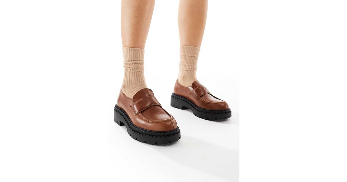 schuh Lawson Chunky Loafer in Brown | Lyst UK