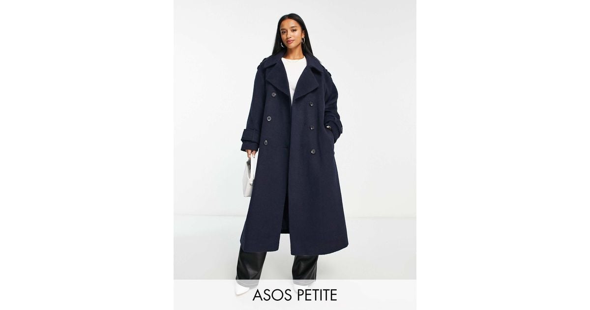 ASOS Asos Design Petite Oversized Brushed Formal Trench Wool Mix Coat ...