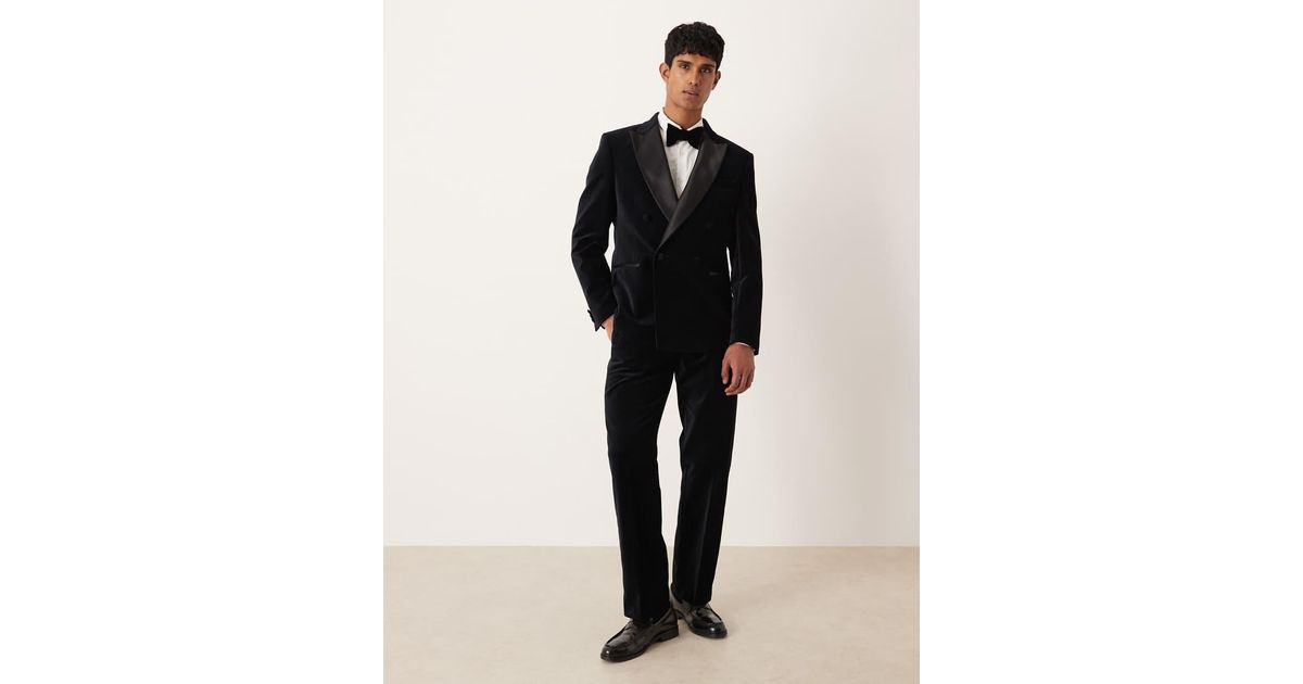 ASOS Straight Leg Tuxedo Suit Pants in Black for Men | Lyst UK