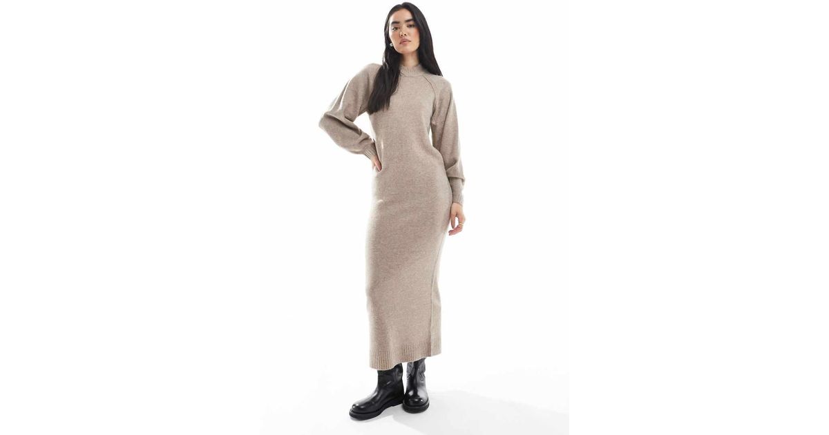 ASOS Knitted Maxi Dress With Raglan Detail in White | Lyst UK