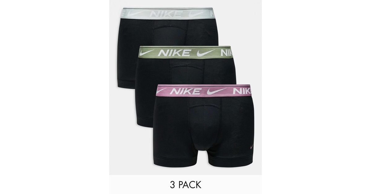 Nike Dri-Fit Ultra Comfort 3 Pack Trunk With Coloured Waistband in ...
