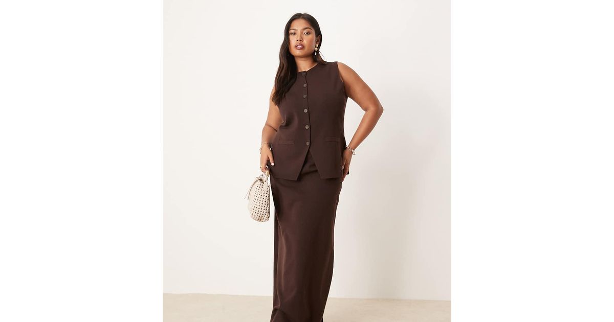 Pretty Lavish Curve Knit Maxi Skirt in Brown | Lyst UK