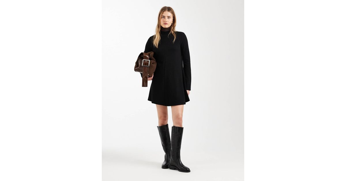 ASOS Supersoft High Neck Trapeze Mini Dress in Black | Lyst