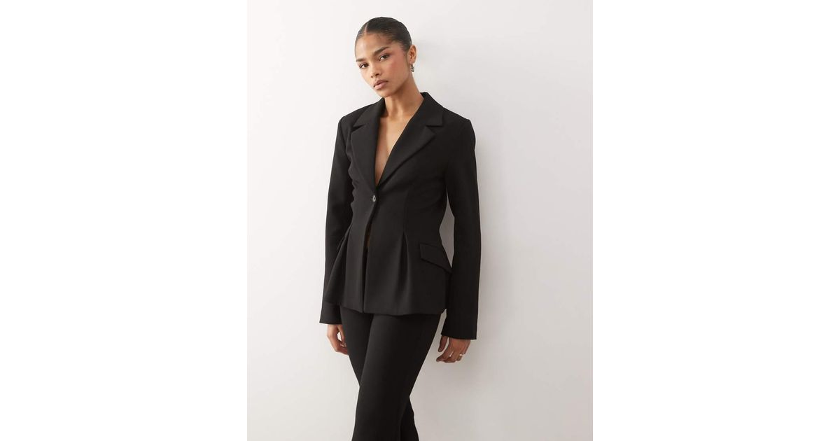 Monki Cinched Waist Blazer Suit Co-Ord in Black | Lyst UK