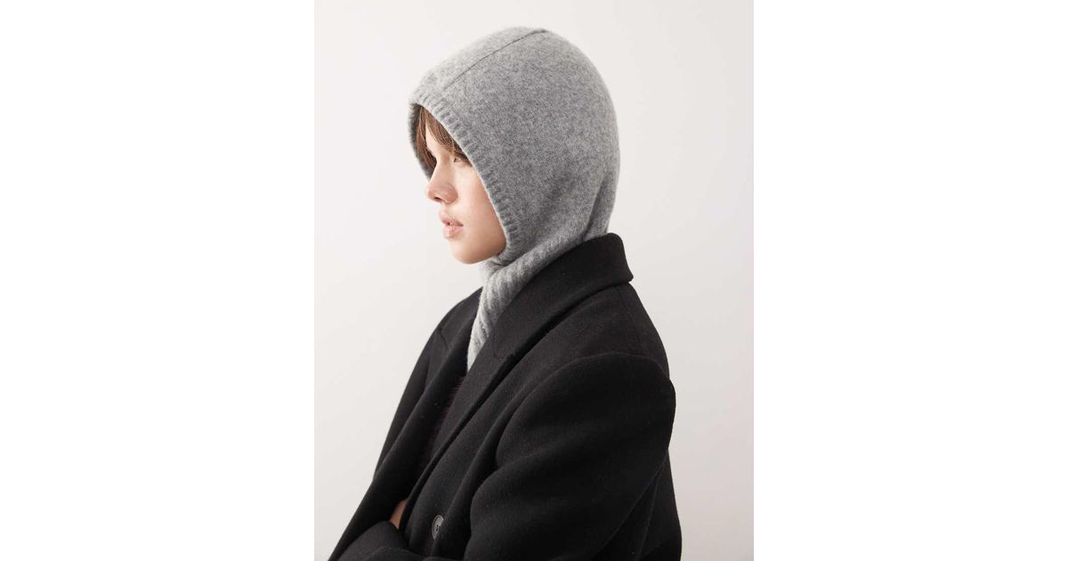 Weekday Knit Balaclava Hood in Grey | Lyst UK