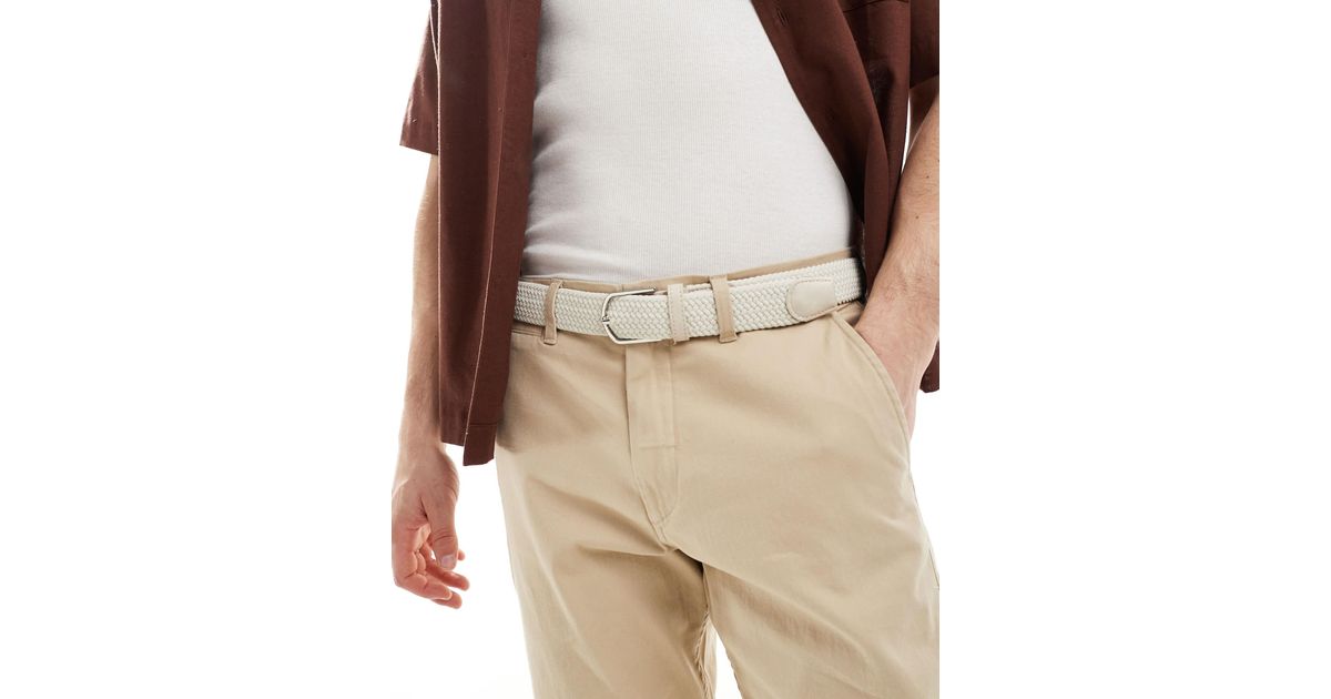 ASOS Elasticated Woven Belt in Natural for Men | Lyst Australia