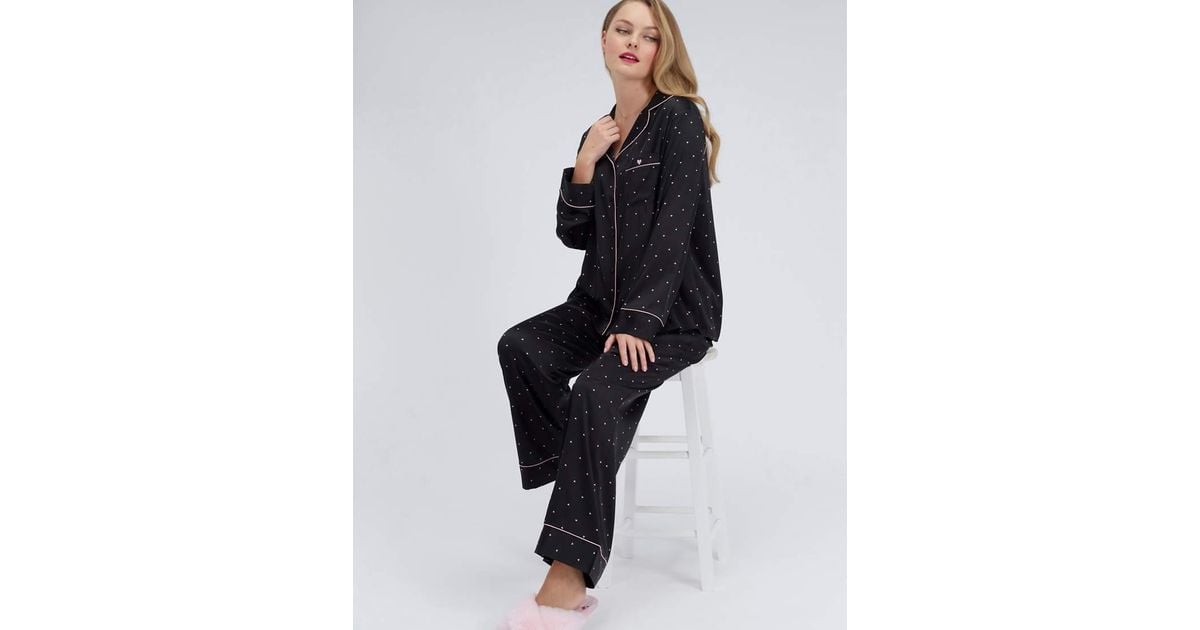 Boux Avenue Heart Satin Pyjama Set Oversized Top And Trousers Nightwear ...