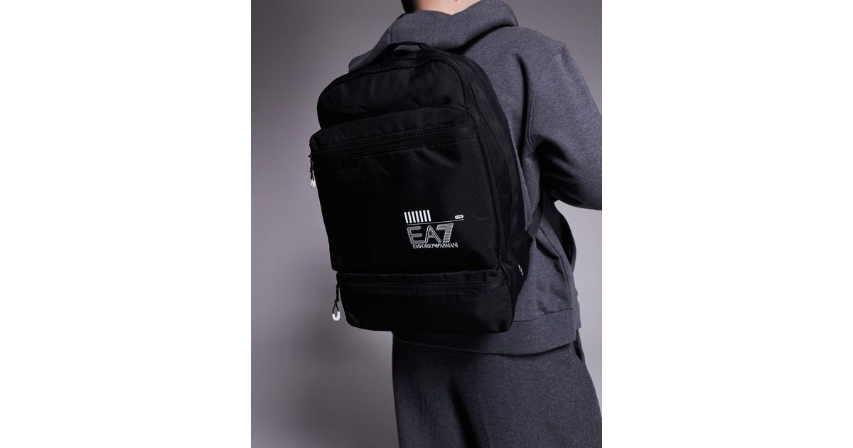 EA7 Armani Logo Backpack in Blue for Men | Lyst