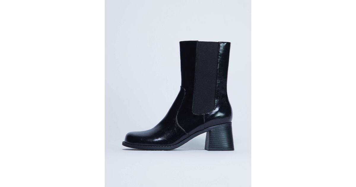 TOPSHOP Myra Block Heel Chelsea Boot in Black | Lyst