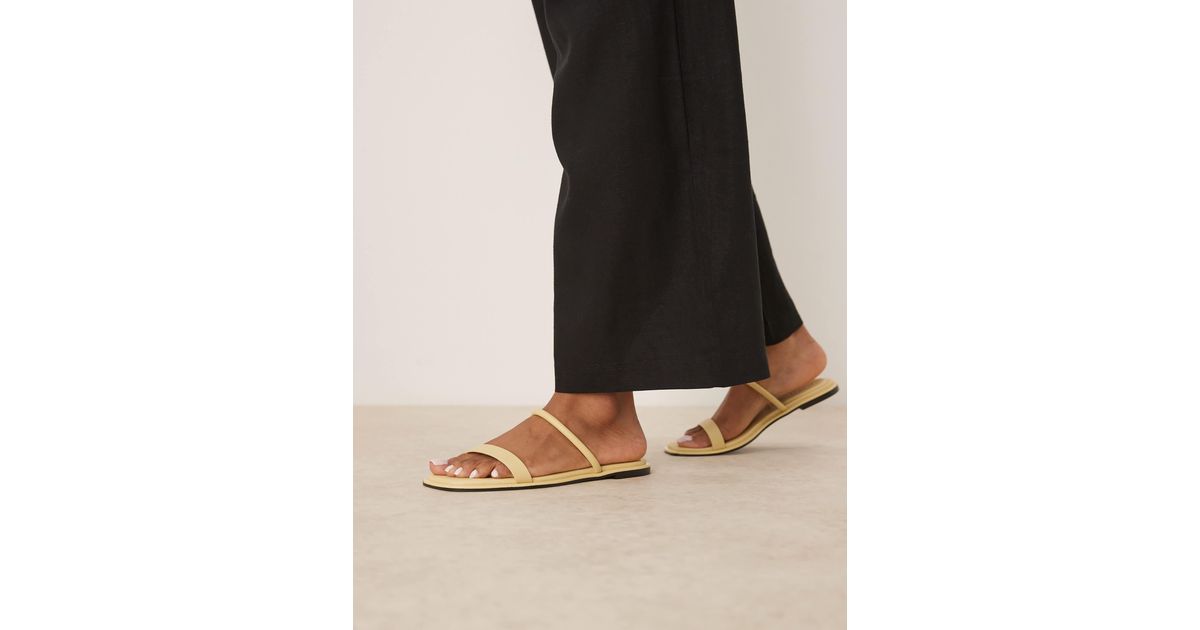 Calvin Klein Flat Double Strap Sandals in Black | Lyst