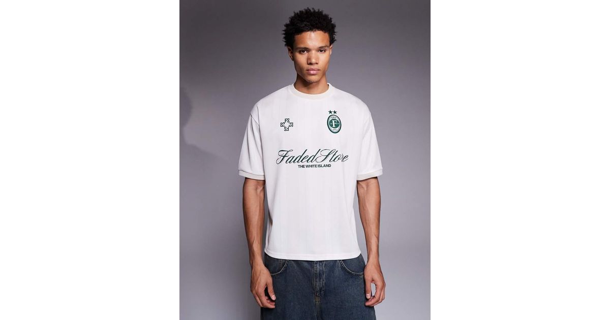 Faded Store Striker Football Tee in White for Men | Lyst UK