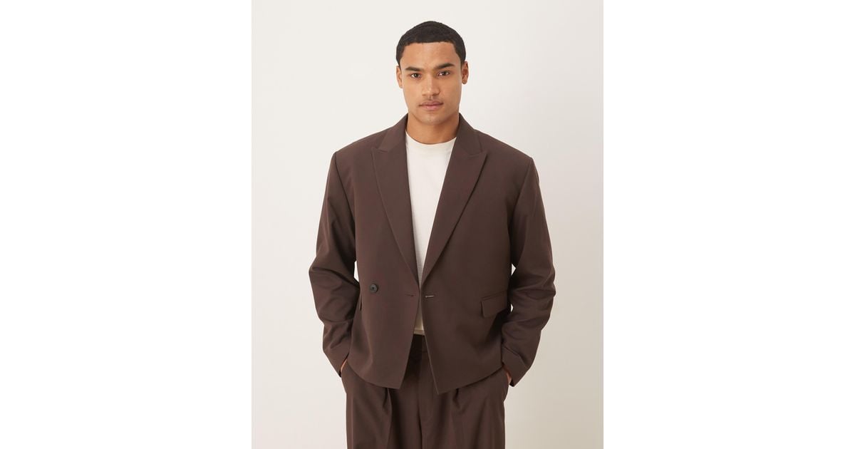 ASOS Boxy Suit Jacket in Brown for Men | Lyst