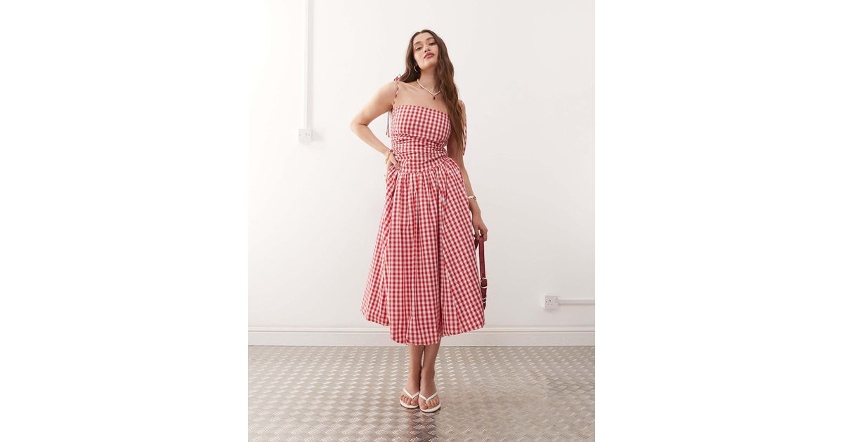 Amy Lynn Alexa Tie Shoulder Puffball Midi Dress in Pink | Lyst