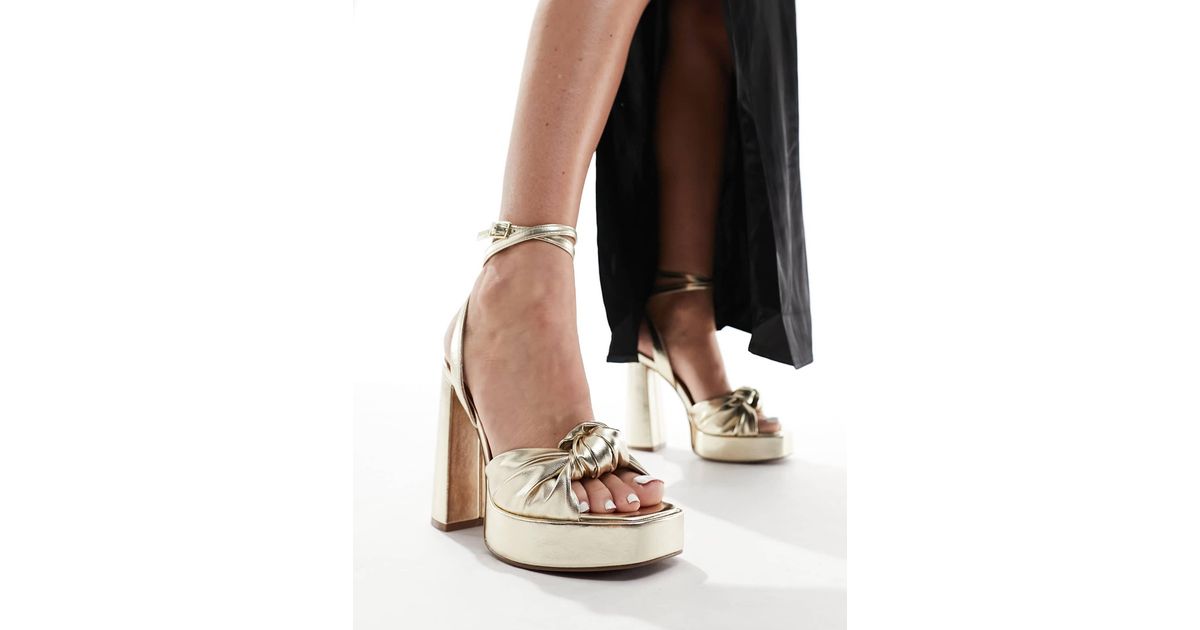 ASOS Nikita Knotted Platform Heeled Sandals in White | Lyst