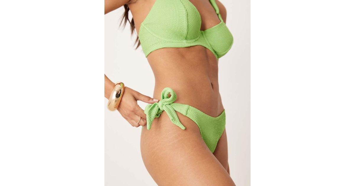 Peek & Beau Fuller Bust Crinkle Tie Side Bikini Bottom in Green | Lyst UK