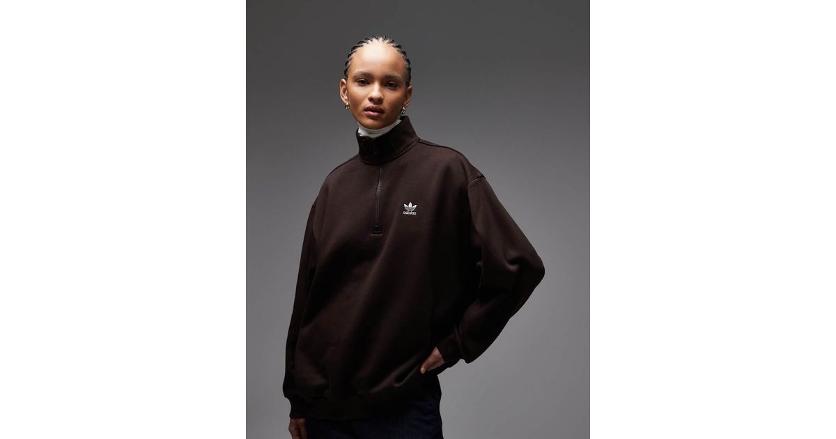 adidas Originals Essentials Half Zip Sweatshirt in Grey | Lyst UK