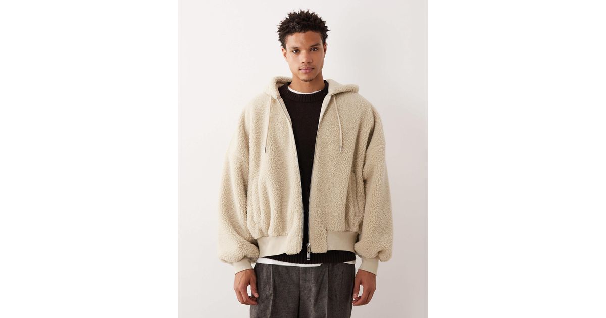 ASOS Extreme Oversized Quarter Zip Fleece Hoodie in Natural for Men | Lyst