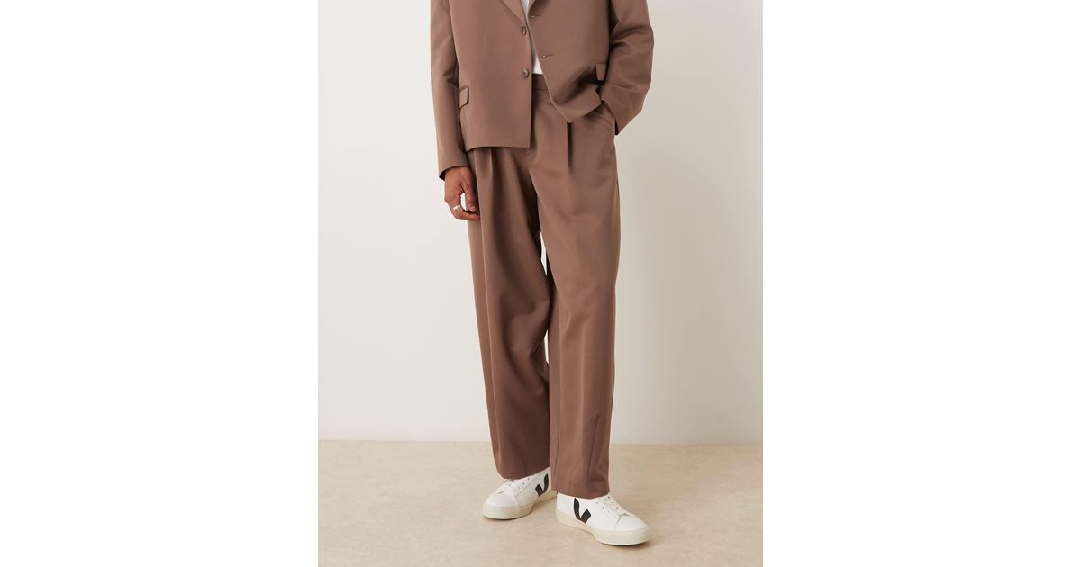 ASOS Barrel Leg Suit Pants in Natural for Men | Lyst
