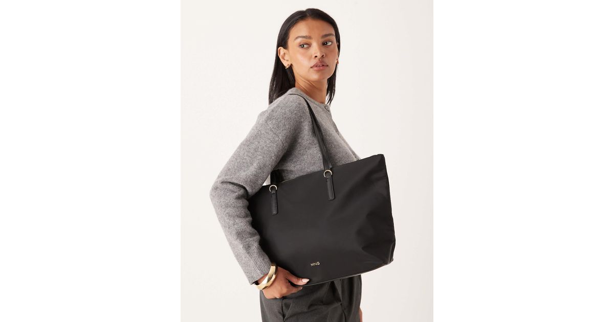 Mango Classic Tote Bag in Gray | Lyst