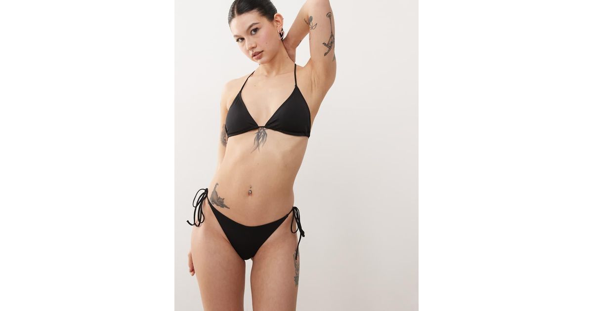 Monki Mix And Match Tie Side Bikini Bottom in Natural | Lyst UK