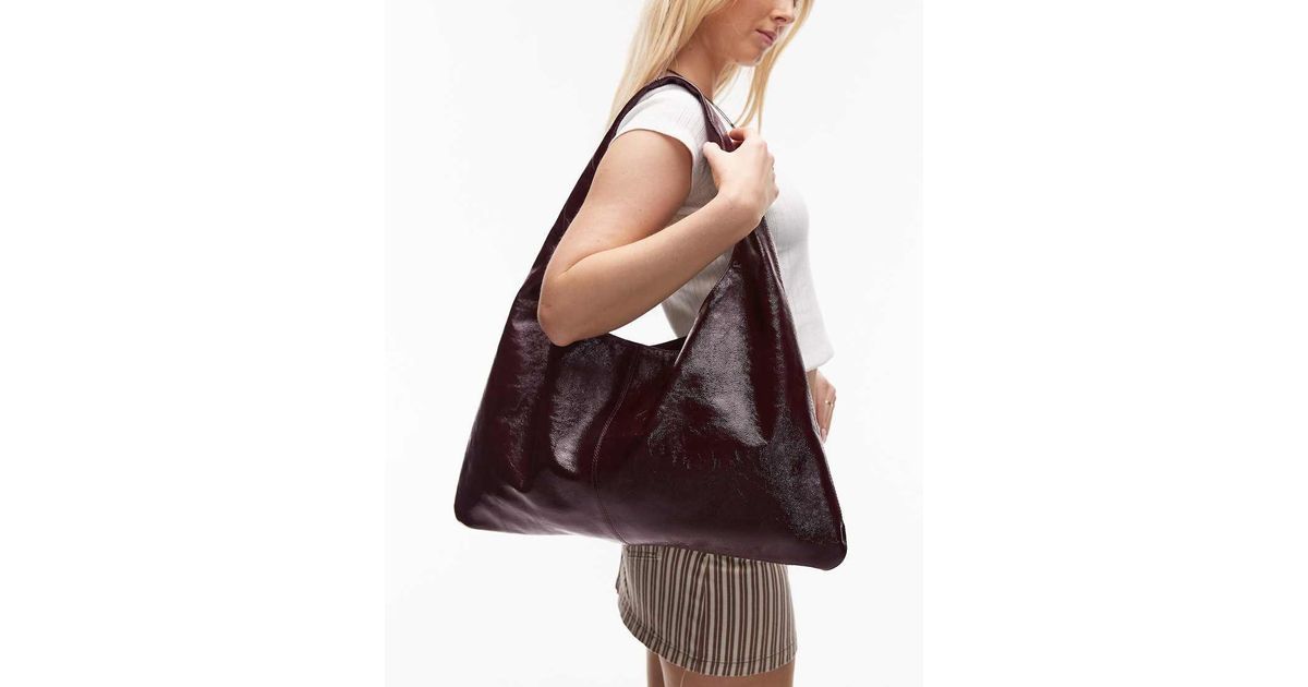 ARKET Real Leather Large Shiny Slouchy Tote Bag in Brown | Lyst UK