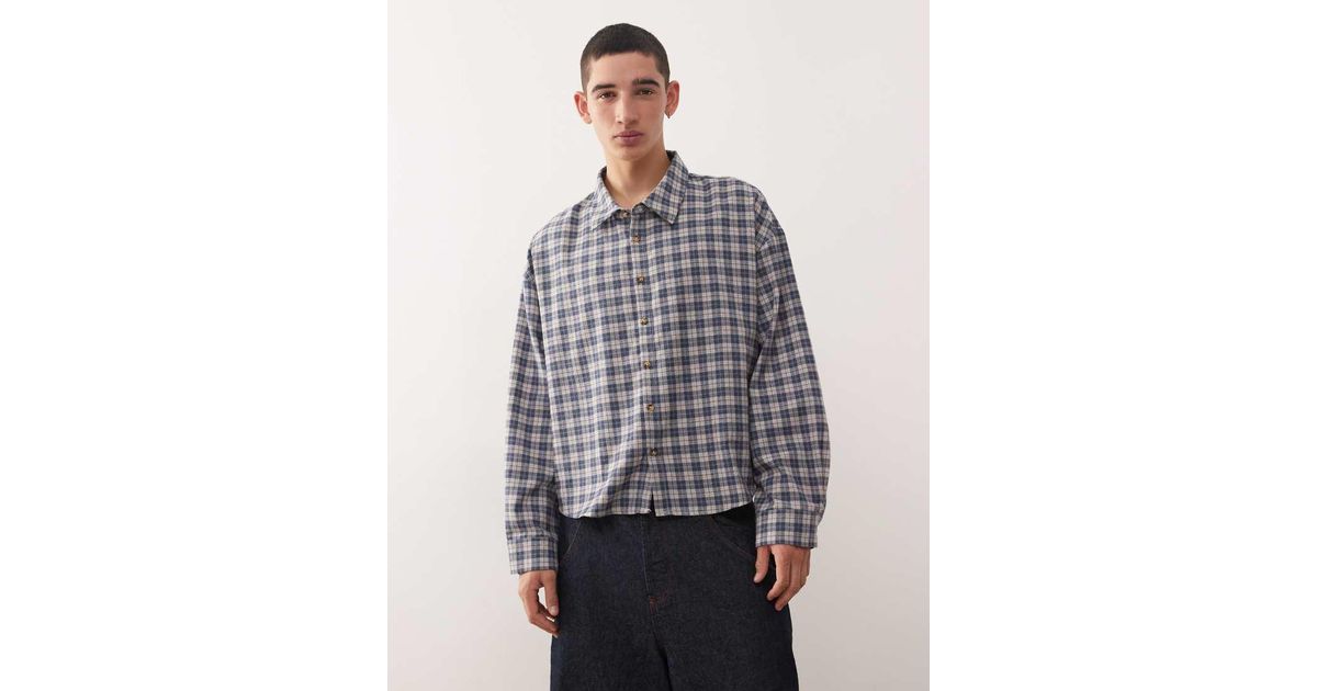 Reclaimed (vintage) Boxy Cropped Shirt in Blue for Men | Lyst UK