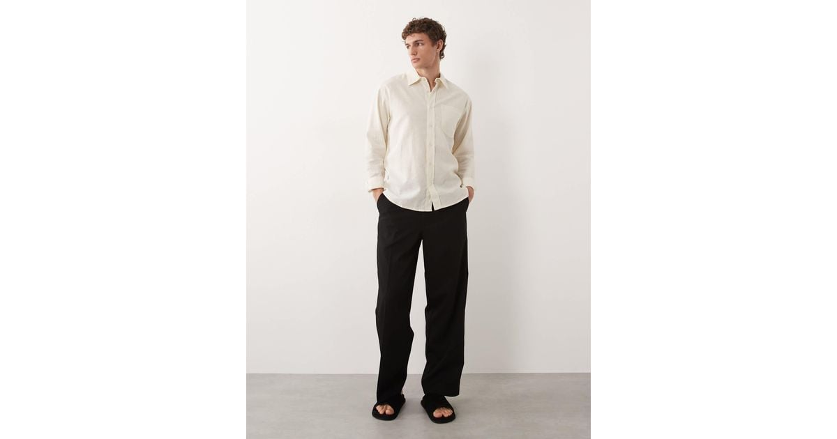 Jack & Jones Toby Wide Leg Tailored Trouser in White for Men | Lyst