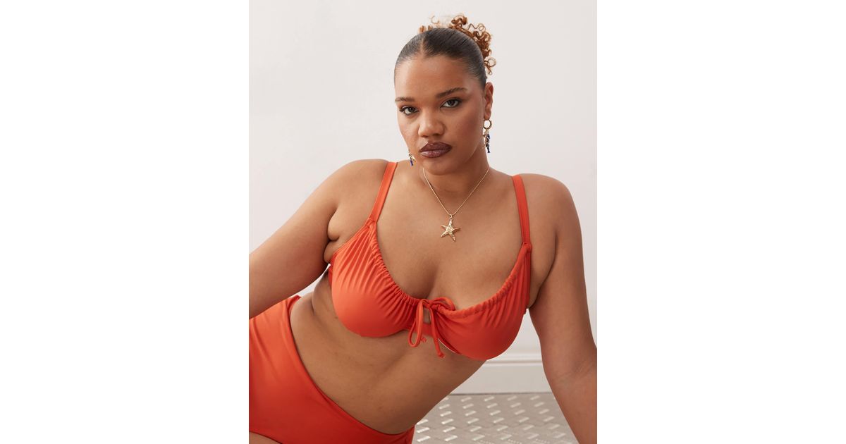 Collusion Curve Mix And Match Underwire Bikini Top in Orange | Lyst