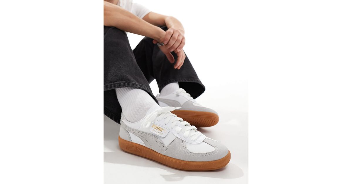 PUMA Palermo Leather Sneakers With Gum Sole in White for Men | Lyst