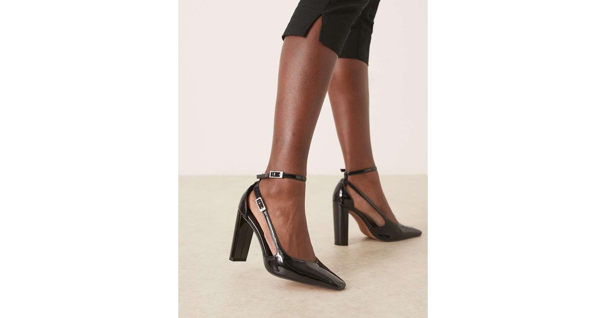 ASOS Posie Chisel Toe High Block Heel Shoes in Black | Lyst UK