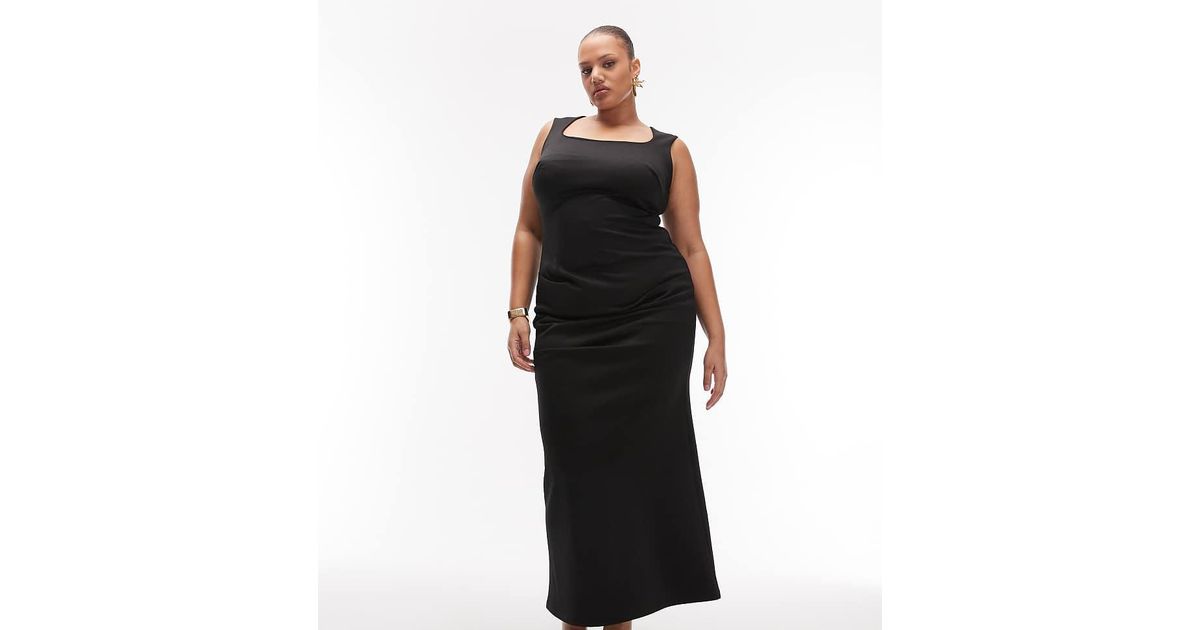 ASOS Asos Design Curve Scoop Cami Sculpted Maxi Dress in Black | Lyst UK